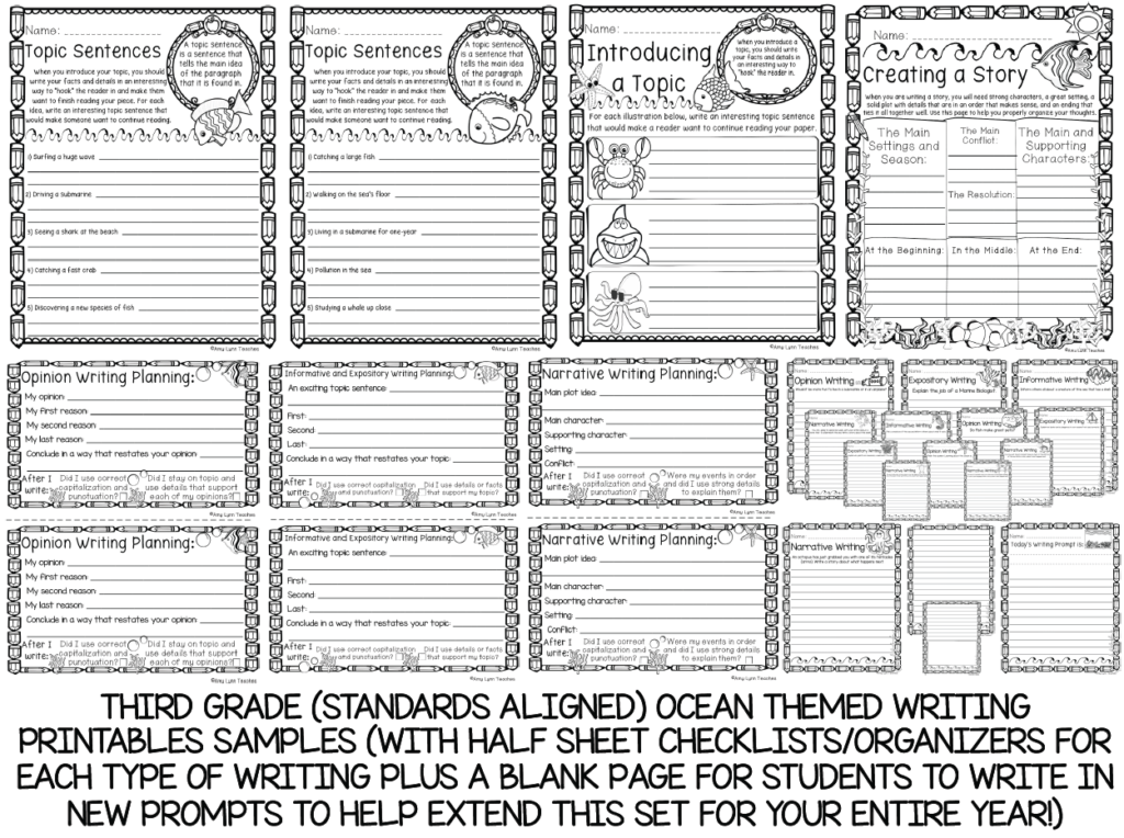 Third Grade Ocean Themed Worksheets {100 Standards Aligned Printables ...