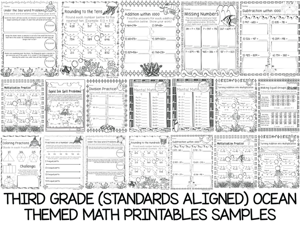 Third Grade Ocean Themed Worksheets {100 Standards Aligned Printables ...