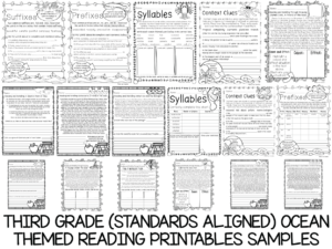 Third Grade Ocean Themed Worksheets {100 Standards Aligned Printables ...