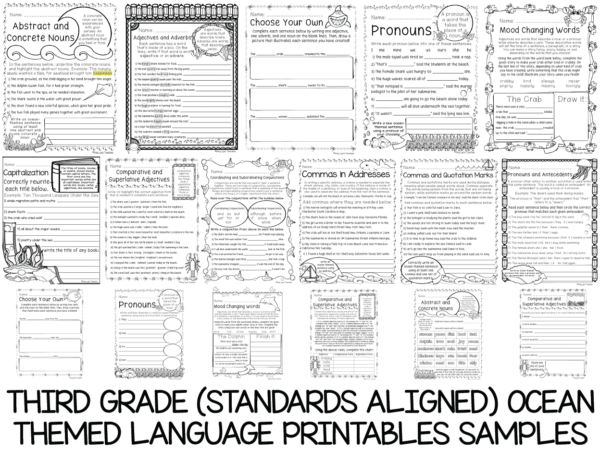 Third Grade Ocean Themed Worksheets {100 Standards Aligned Printables ...