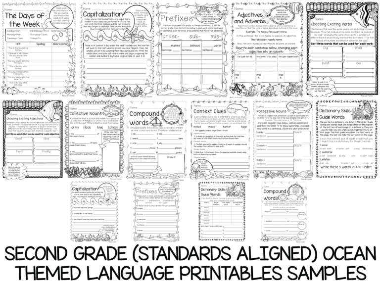 Second Grade Ocean Themed Worksheets {100 Standards Aligned Printables ...
