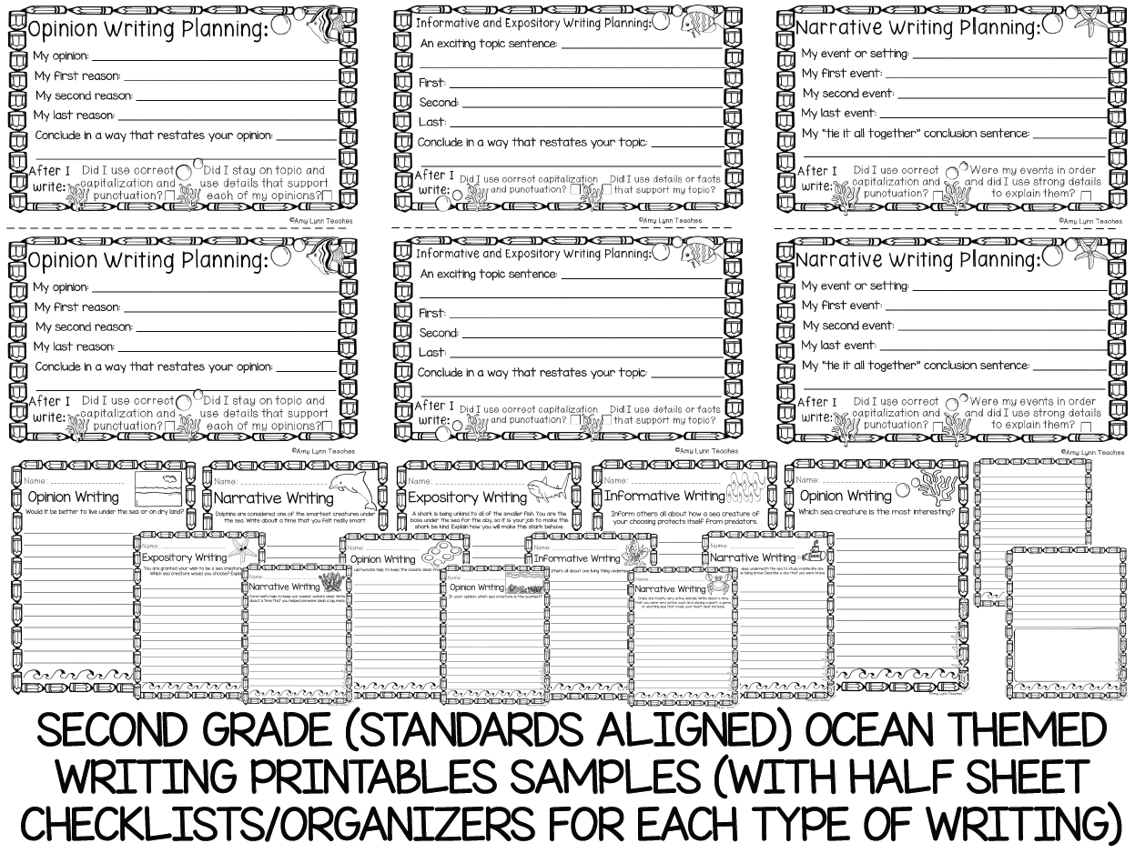 Second Grade Ocean Themed Worksheets {100 Standards Aligned Printables ...