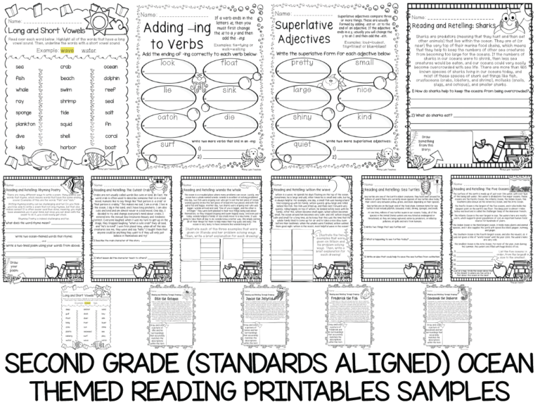Second Grade Ocean Themed Worksheets {100 Standards Aligned Printables ...
