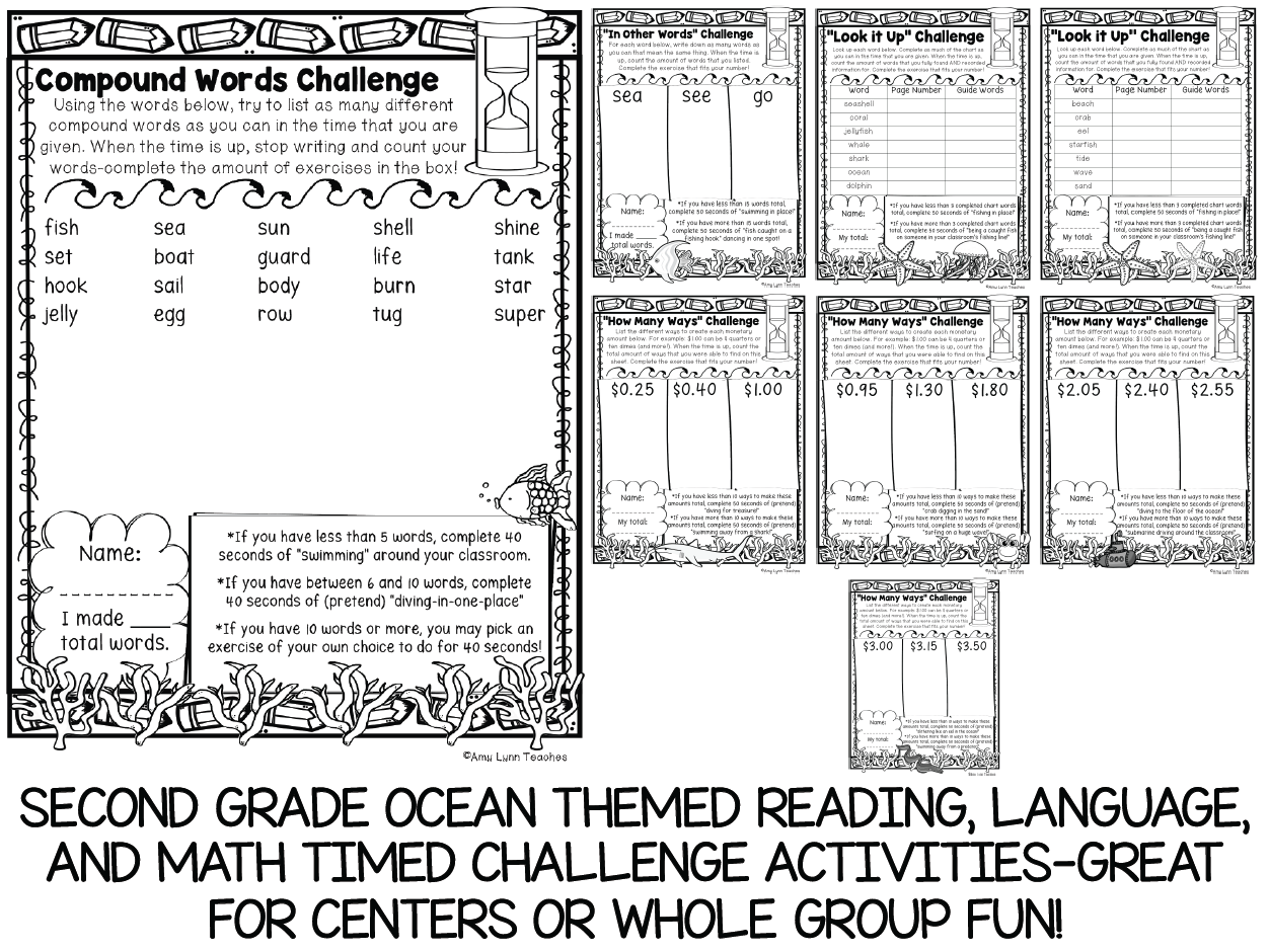 Second Grade Ocean Themed Worksheets {100 Standards Aligned Printables ...