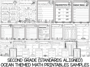 Second Grade Ocean Themed Worksheets {100 Standards Aligned Printables ...