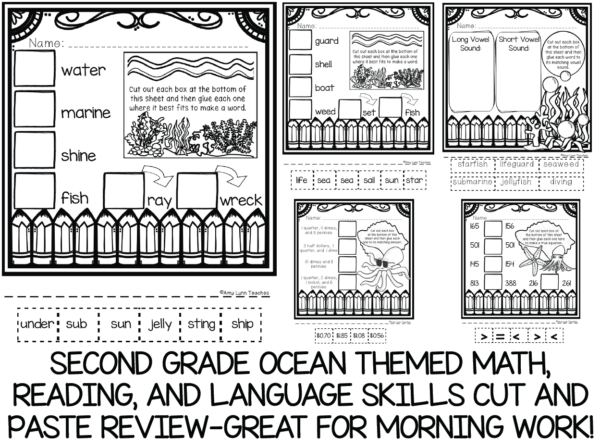 Second Grade Ocean Themed Worksheets {100 Standards Aligned Printables ...