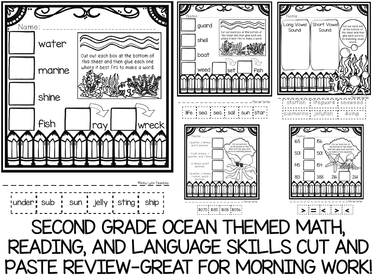 Second Grade Ocean Themed Worksheets {100 Standards Aligned Printables ...