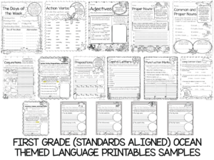 First Grade Ocean Themed Worksheets {100 Standards Aligned Printables ...