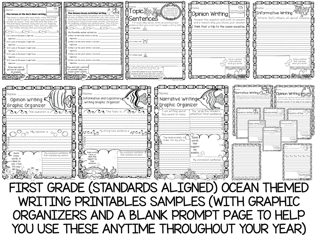 First Grade Ocean Themed Worksheets {100 Standards Aligned Printables ...