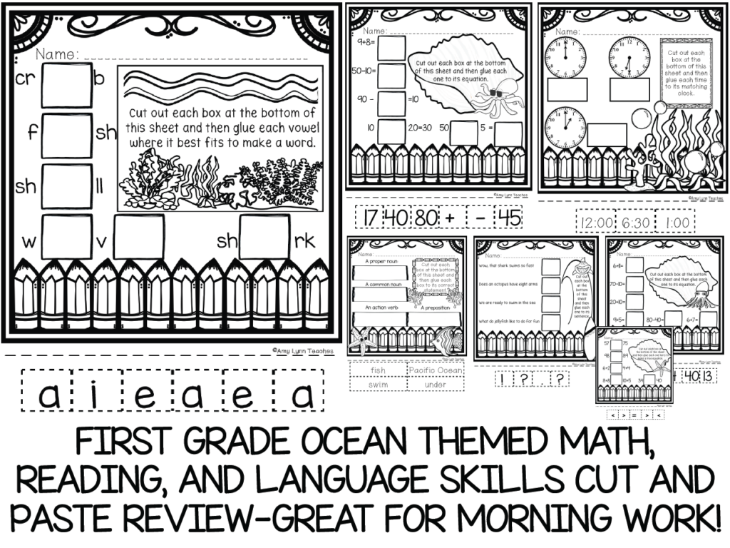 First Grade Ocean Themed Worksheets {100 Standards Aligned Printables ...