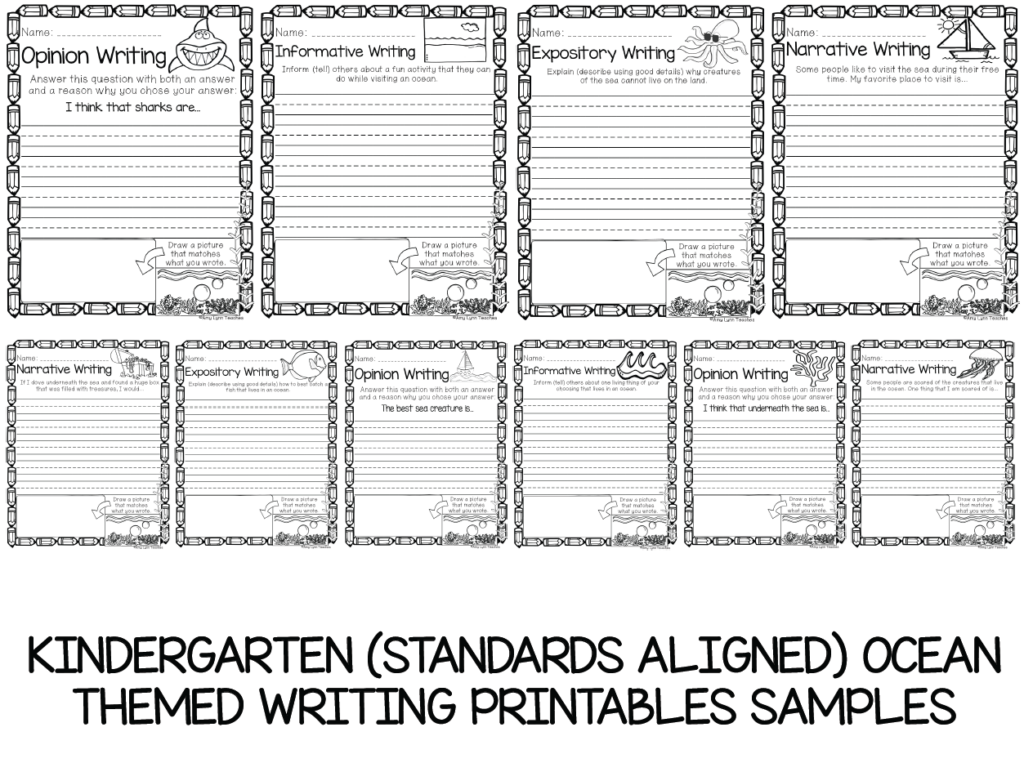 Kindergarten Ocean Themed Worksheets {100 Standards Aligned Printables ...