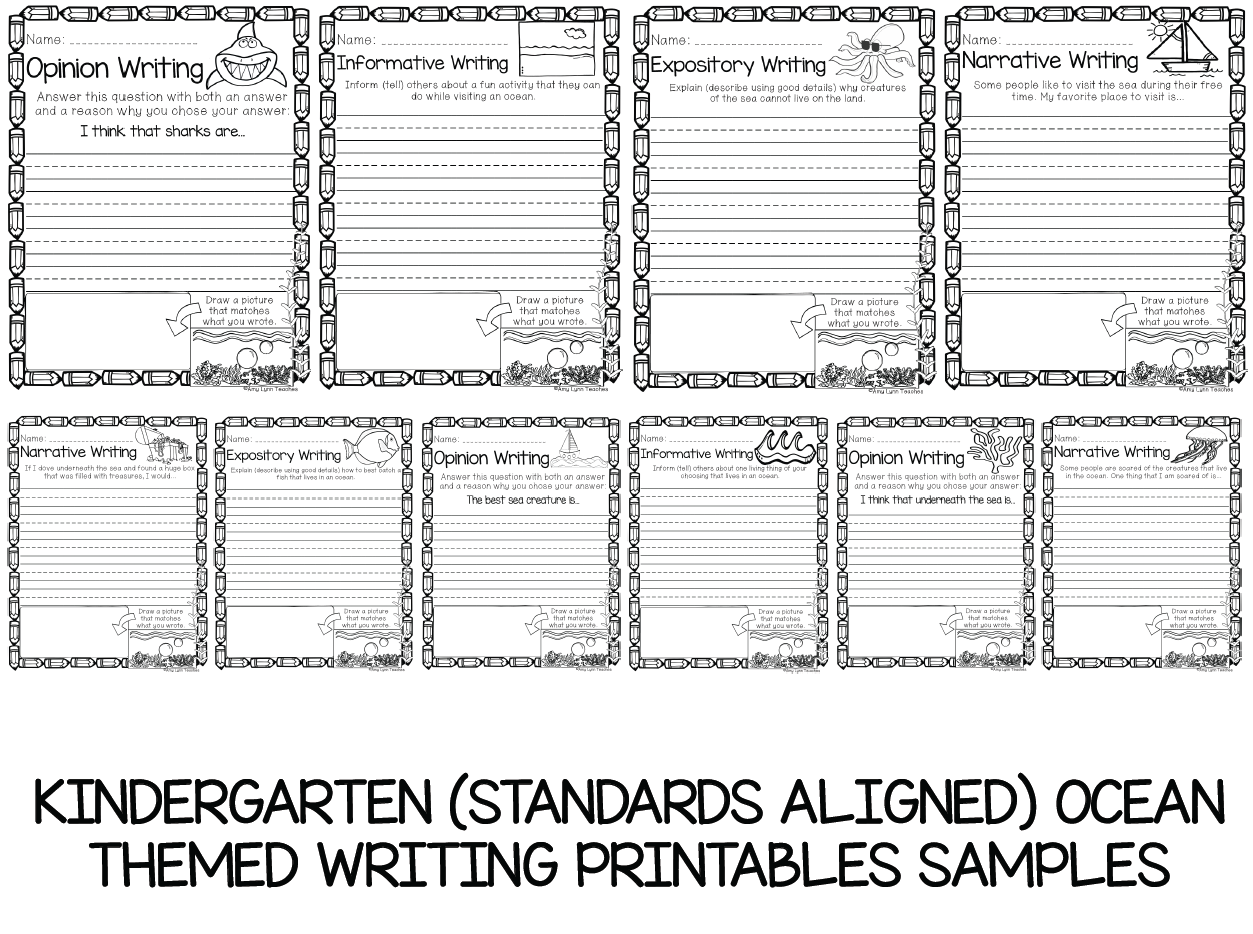 Kindergarten Ocean Themed Worksheets {100 Standards Aligned Printables ...
