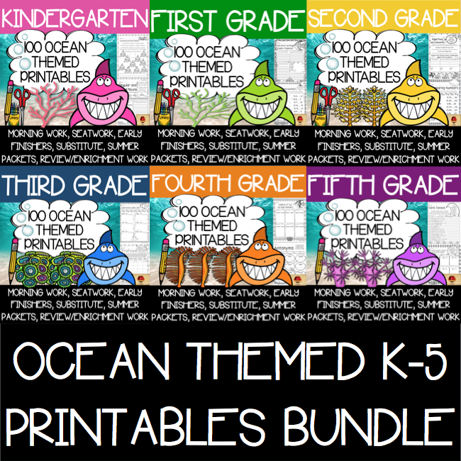 Ocean Themed Worksheets Bundle {600 Standards Aligned Printables ...
