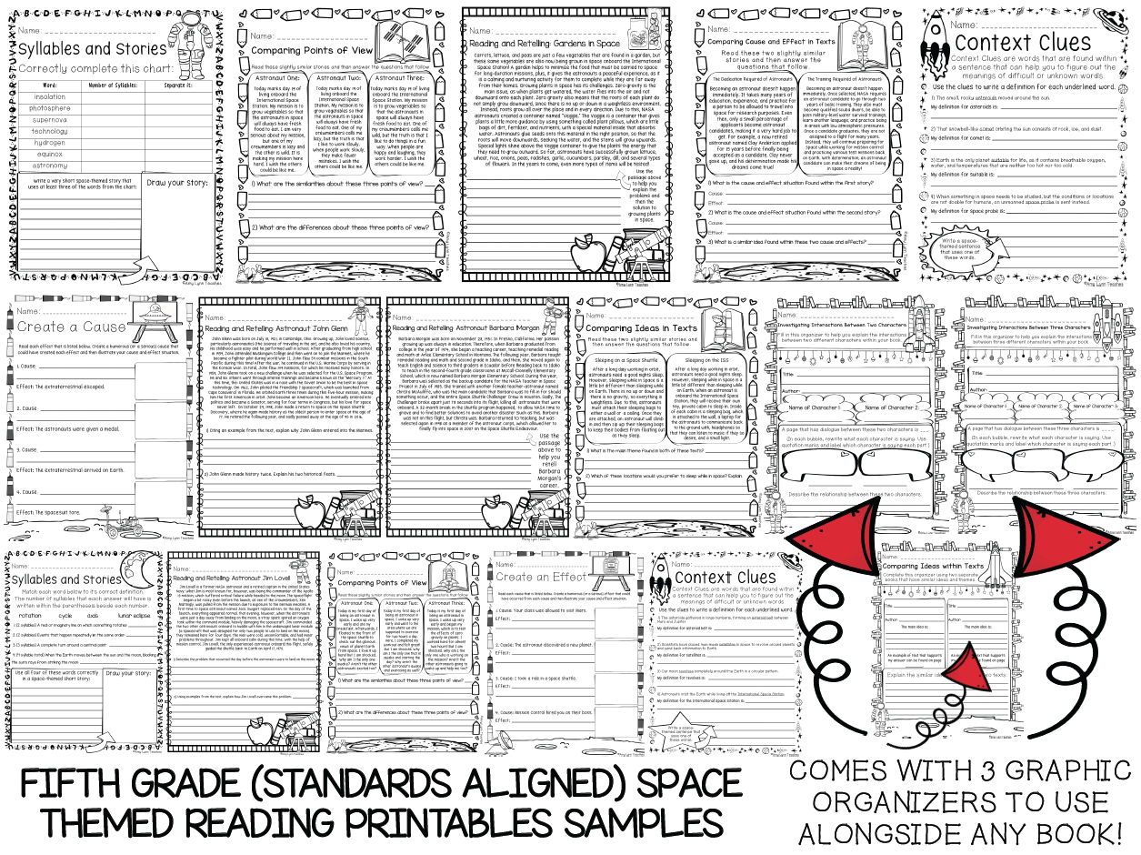 Fifth Grade Space Themed Worksheets {100 Standards Aligned Printables ...
