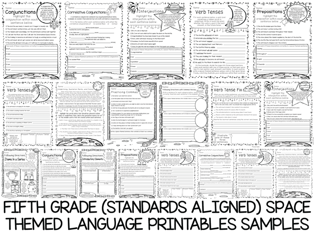 Fifth Grade Space Themed Worksheets {100 Standards Aligned Printables ...