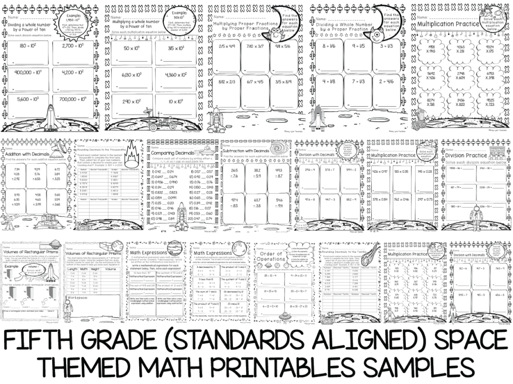Fifth Grade Space Themed Worksheets {100 Standards Aligned Printables ...