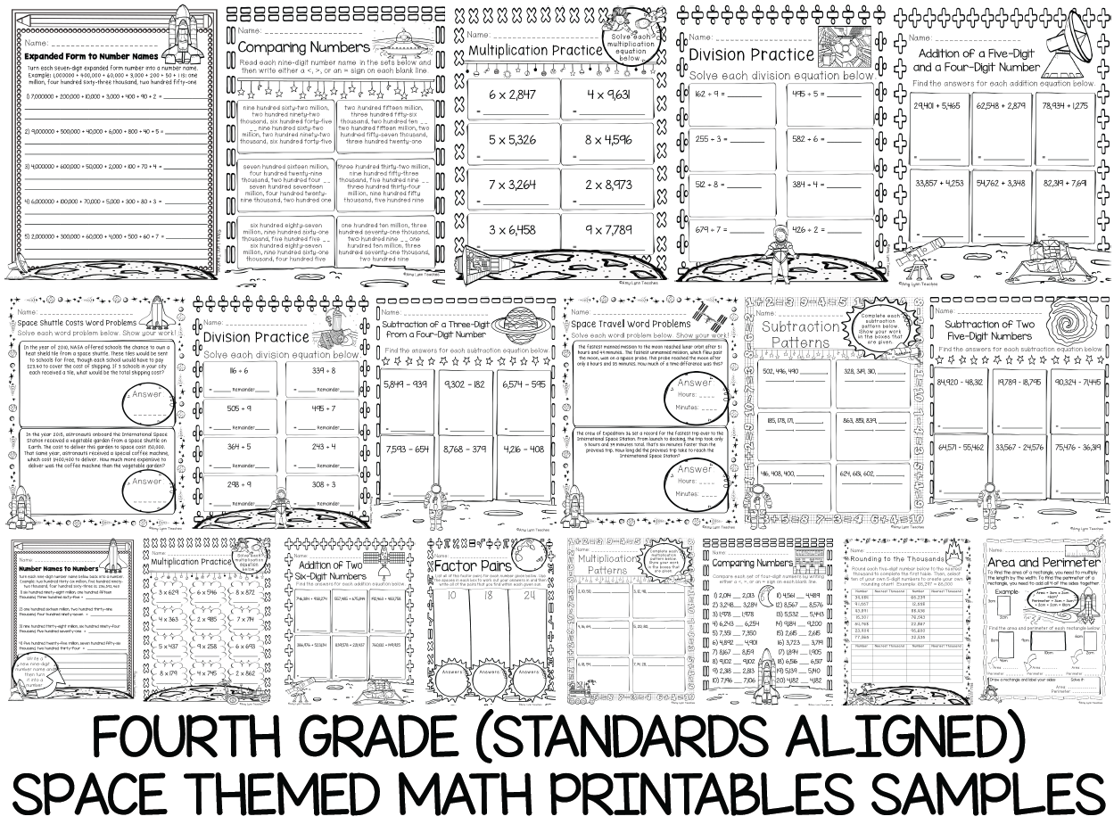 Fourth Grade Space Themed Worksheets {100 Standards Aligned Printables ...