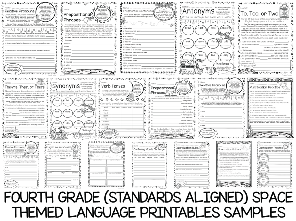 Fourth Grade Space Themed Worksheets {100 Standards Aligned Printables ...