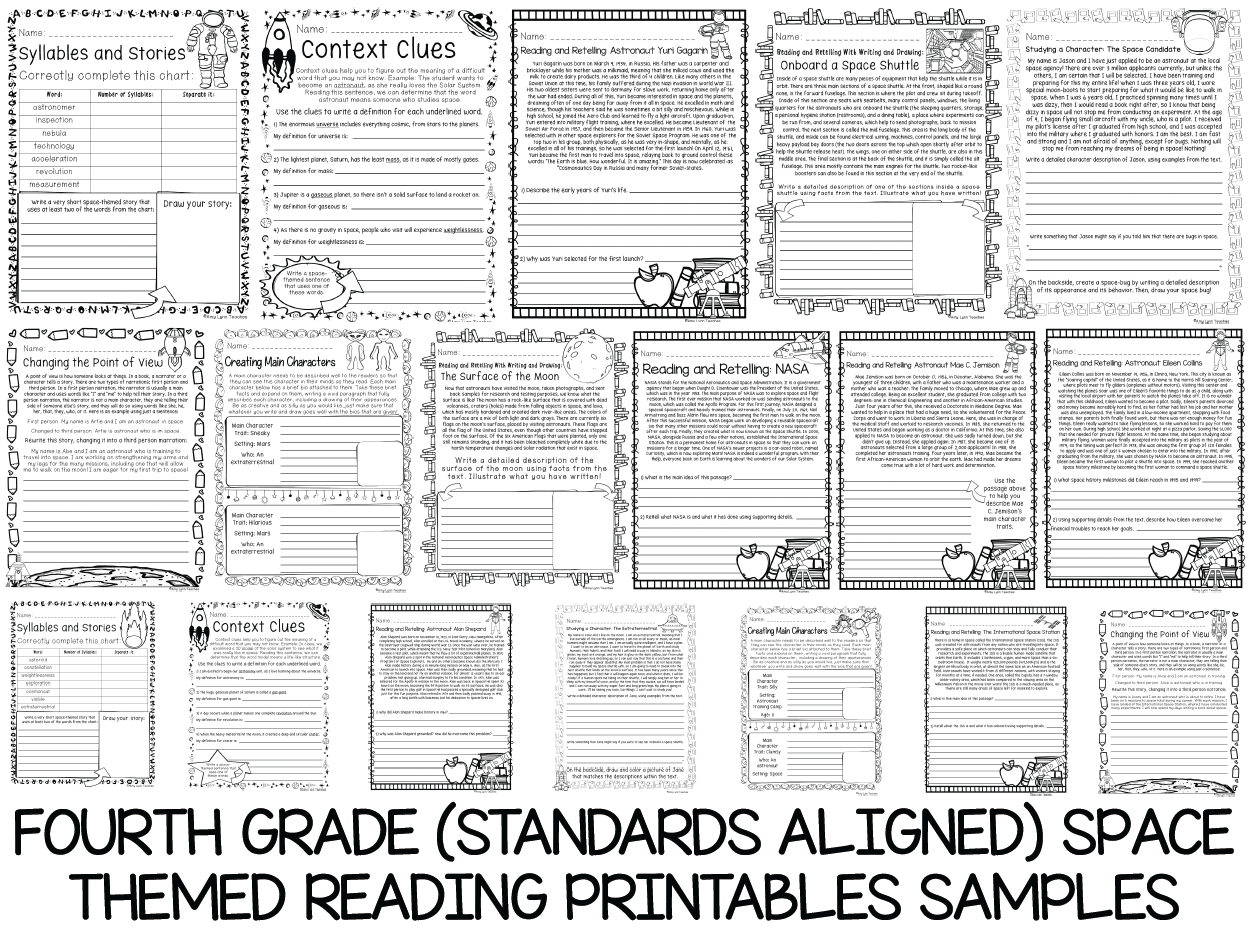 Fourth Grade Space Themed Worksheets {100 Standards Aligned Printables ...