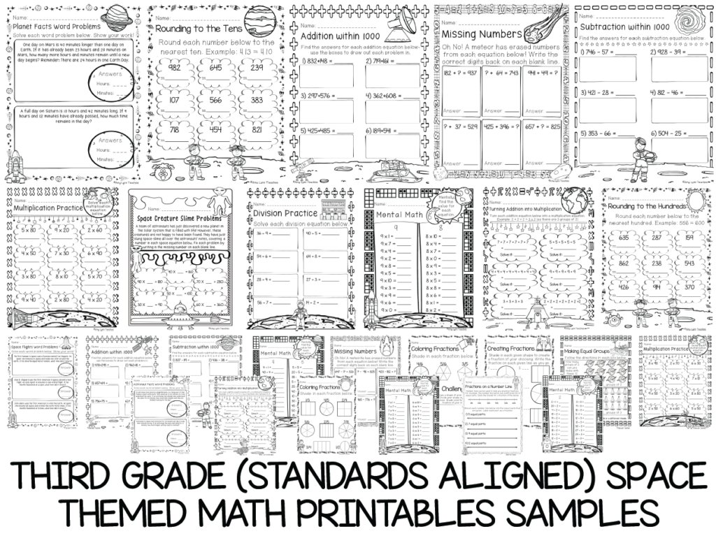 Third Grade Space Themed Worksheets {100 Standards Aligned Printables ...