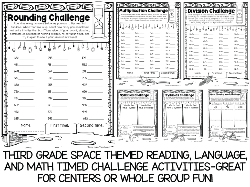 Third Grade Space Themed Worksheets {100 Standards Aligned Printables ...