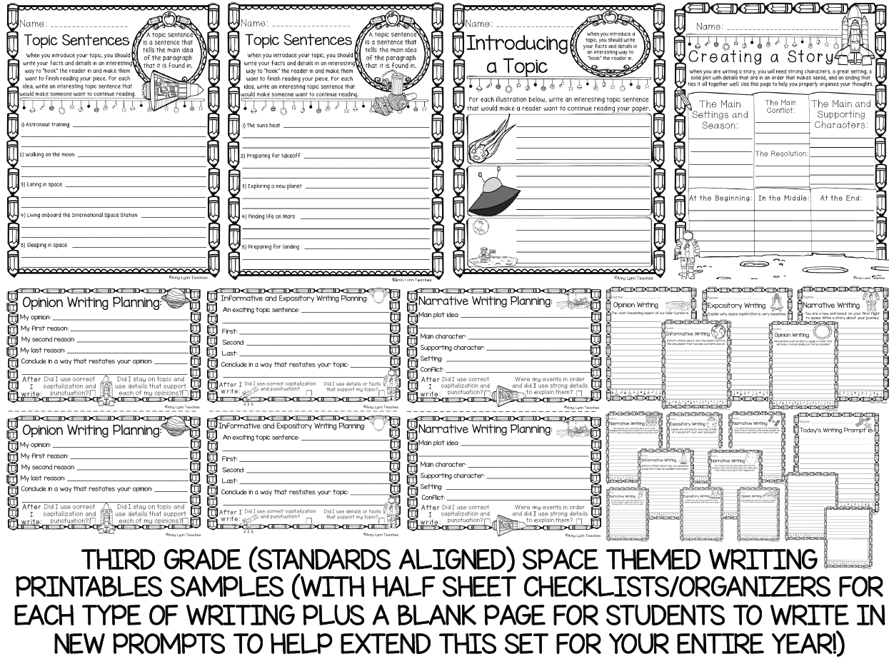 Third Grade Space Themed Worksheets {100 Standards Aligned Printables ...