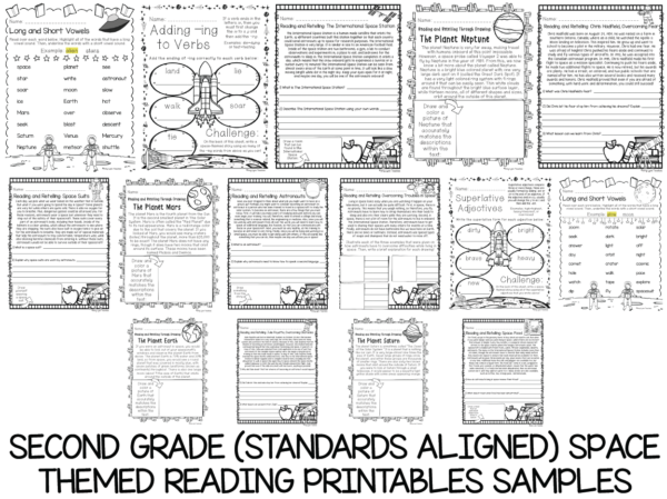 Second Grade Space Themed Worksheets {100 Standards Aligned Printables ...