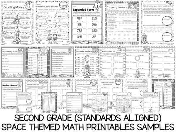 Second Grade Space Themed Worksheets {100 Standards Aligned Printables ...