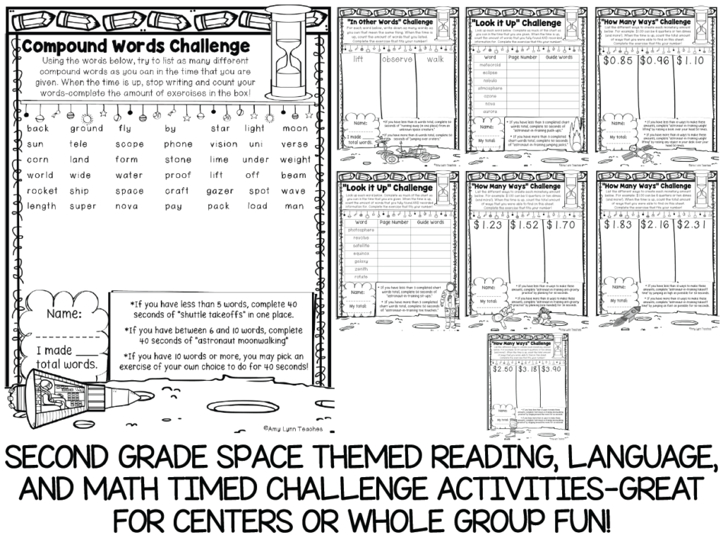 Second Grade Space Themed Worksheets {100 Standards Aligned Printables ...