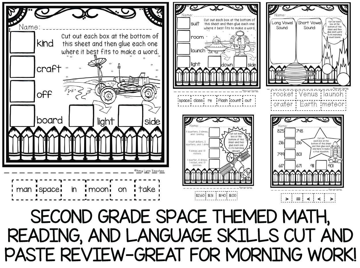 Second Grade Space Themed Worksheets {100 Standards Aligned Printables ...