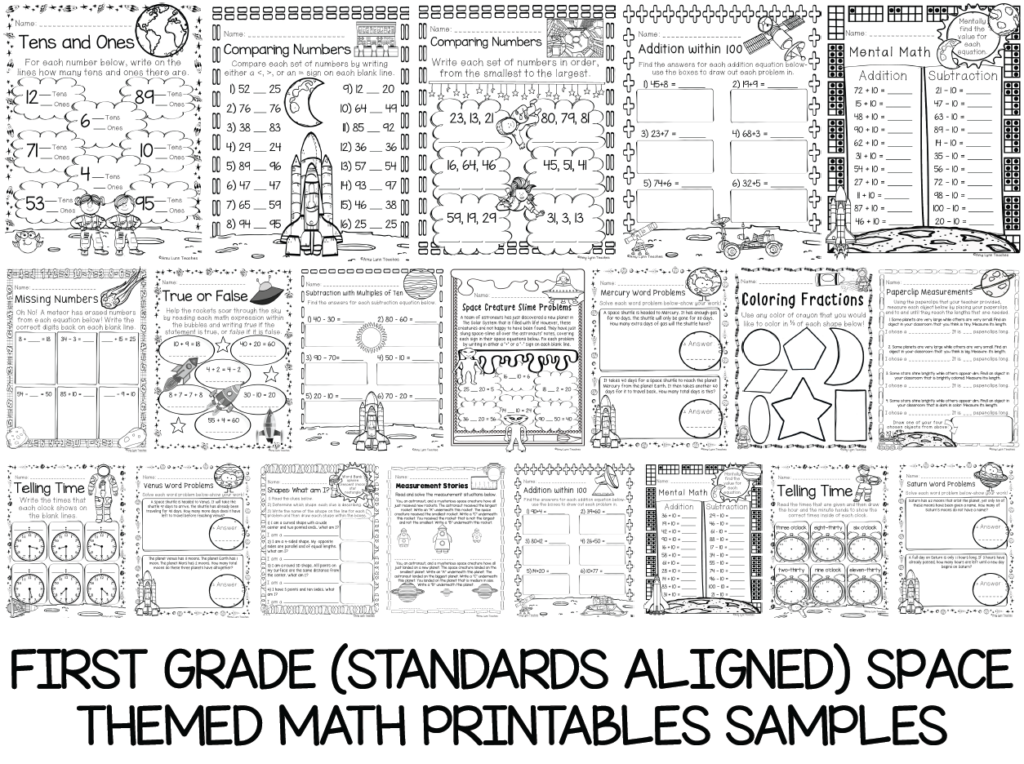 First Grade Space Themed Worksheets {100 Standards Aligned Printables ...