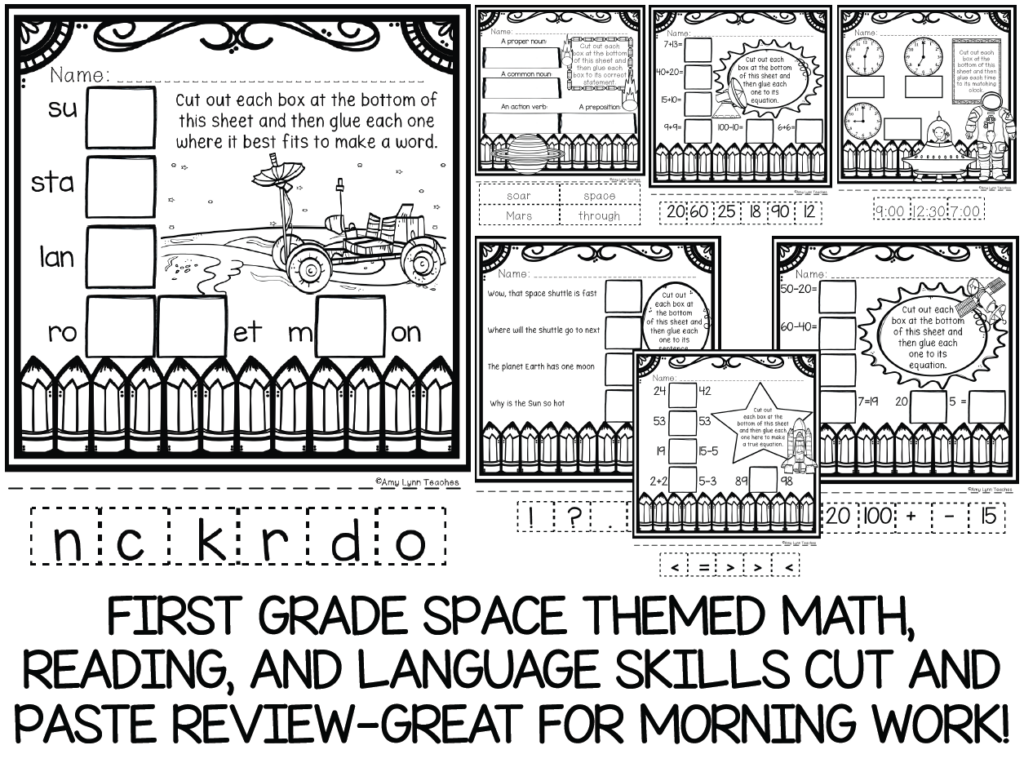 First Grade Space Themed Worksheets {100 Standards Aligned Printables ...