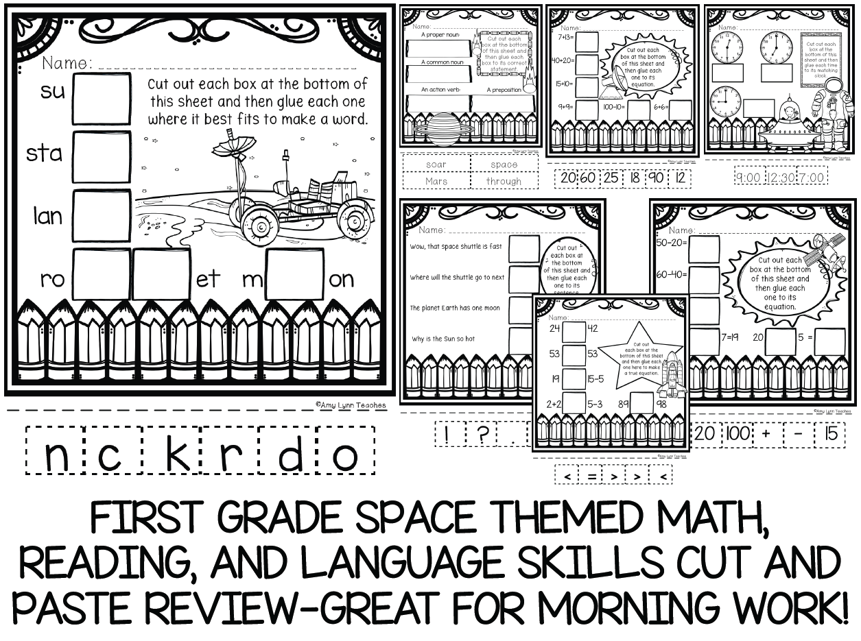 First Grade Space Themed Worksheets {100 Standards Aligned Printables ...