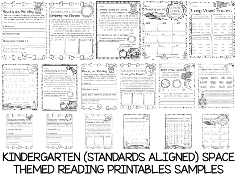 Kindergarten Space Themed Worksheets {100 Standards Aligned Printables ...