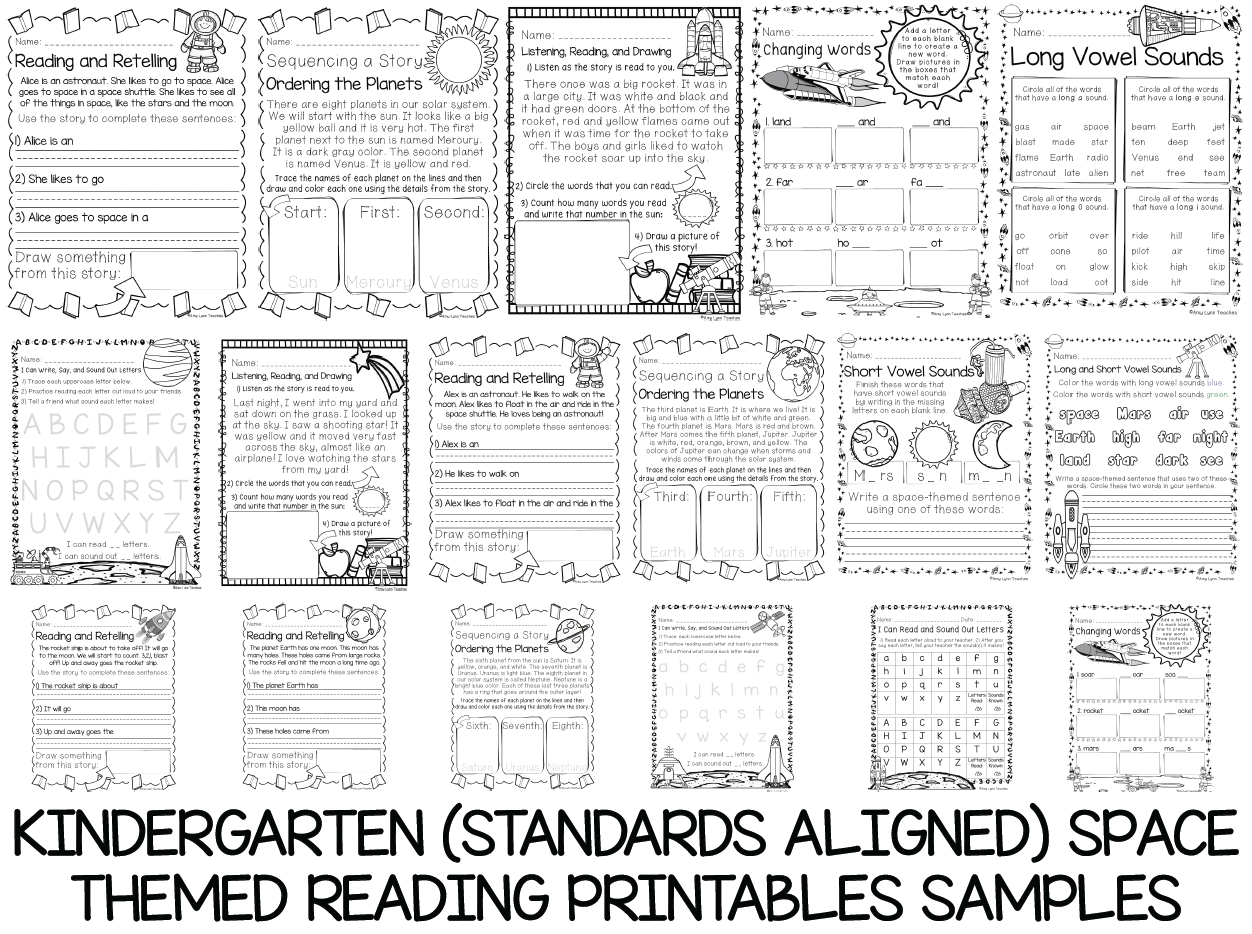 Kindergarten Space Themed Worksheets {100 Standards Aligned Printables ...