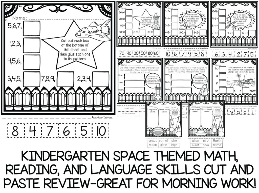 Kindergarten Space Themed Worksheets {100 Standards Aligned Printables ...