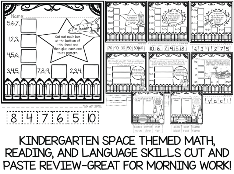 Kindergarten Space Themed Worksheets {100 Standards Aligned Printables ...