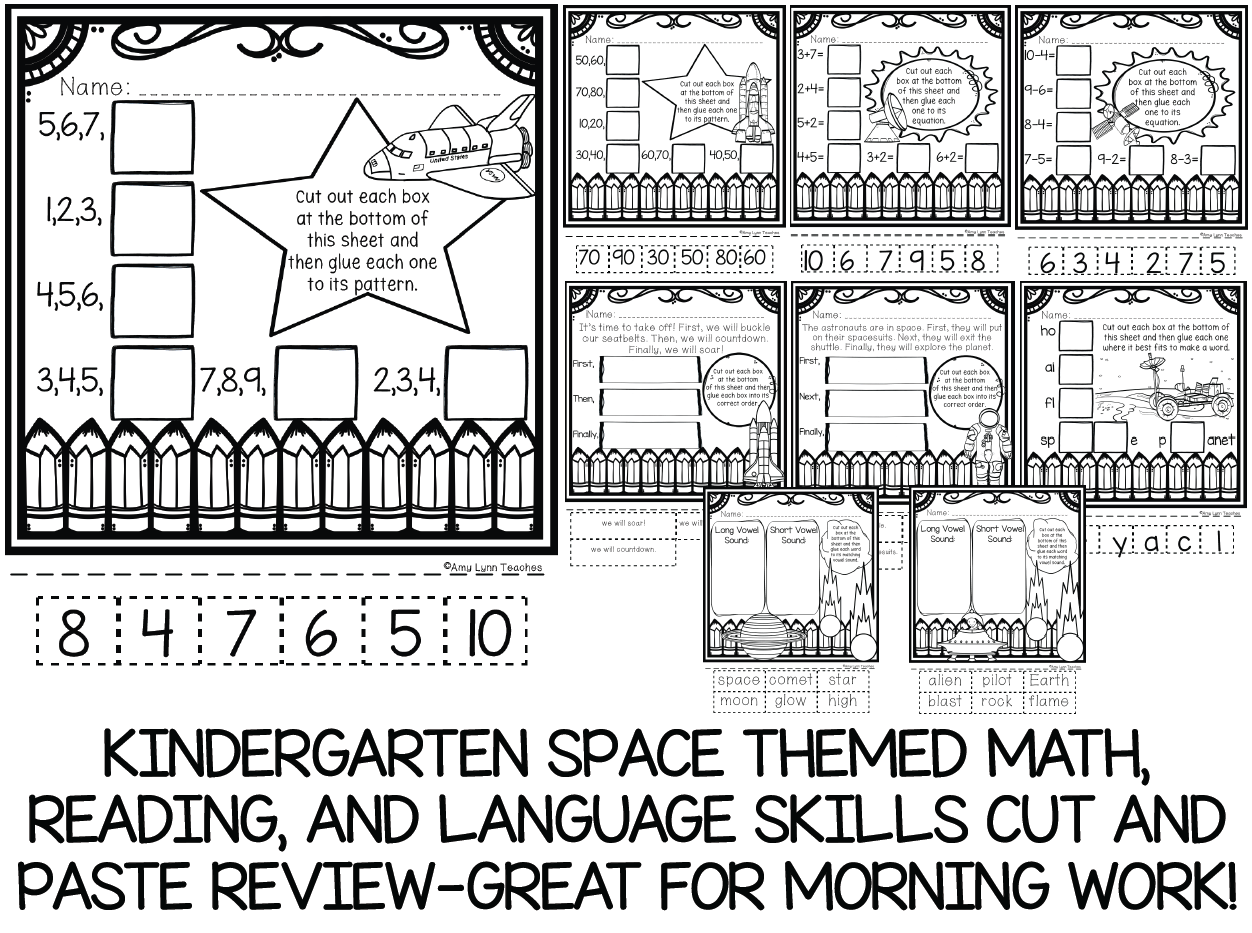 Kindergarten Space Themed Worksheets {100 Standards Aligned Printables ...