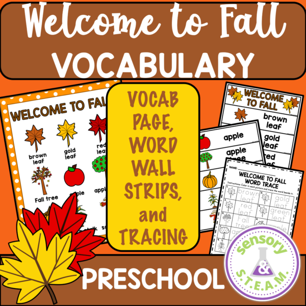 FALL SEASON THEME VOCAB PAGE, WORD STRIPS, AND TRACING *FREEBIE ...