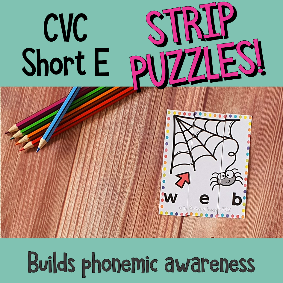 CVC Short E Strip Puzzles Activity | Made By Teachers