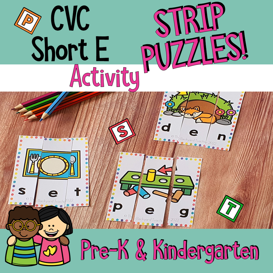 CVC Short E Strip Puzzles Activity | Made By Teachers