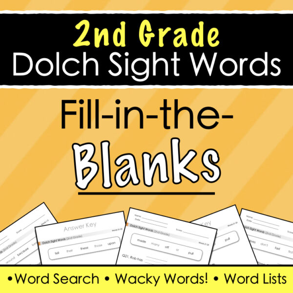 Dolch Sight Words (2nd Grade) Printable Fill-in-the-Blanks Worksheets ...