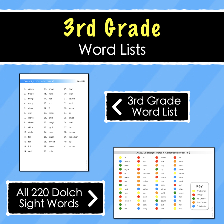 Dolch Sight Words (3rd Grade) Printable Fill-in-the-Blanks Worksheets ...