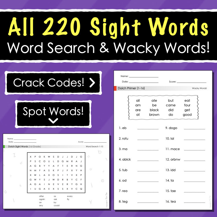 ALL Dolch Sight Words - Fill-in-the-Blanks Worksheets + Answer Key and ...