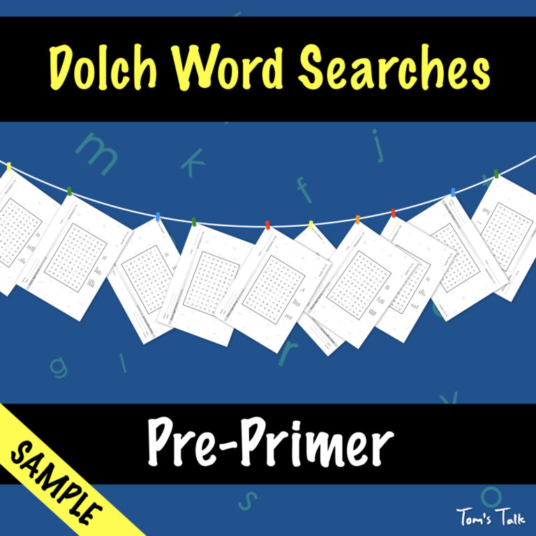 FREE Dolch Word Searches for Pre-Primer + Sight Word Lists - Made By ...