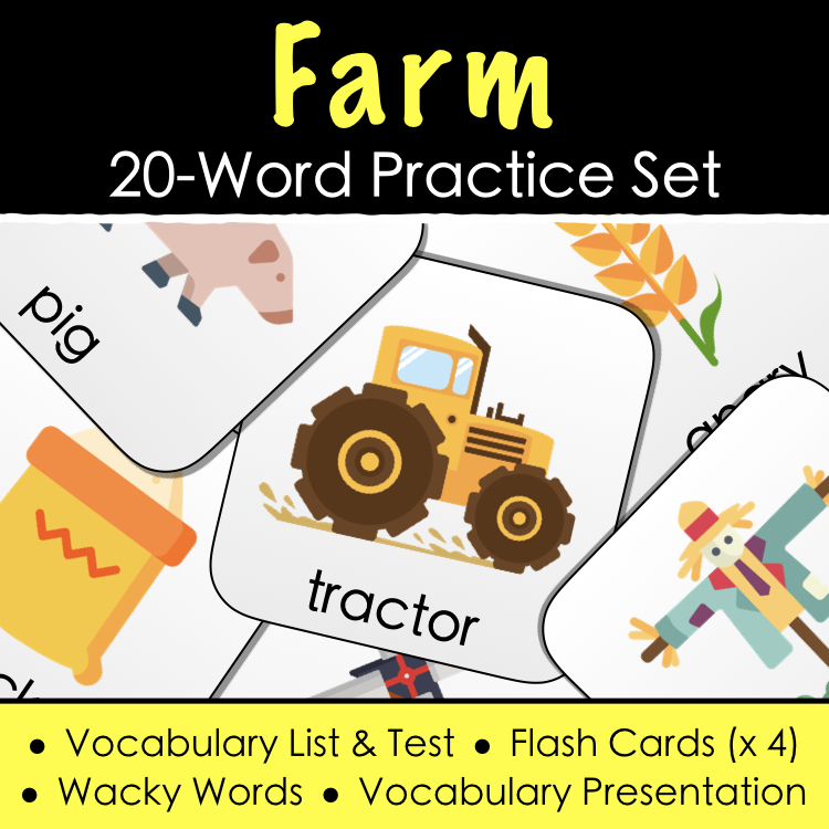 Farm Vocabulary - Digital Activities, Word List & Quiz + 4 Flashcard ...