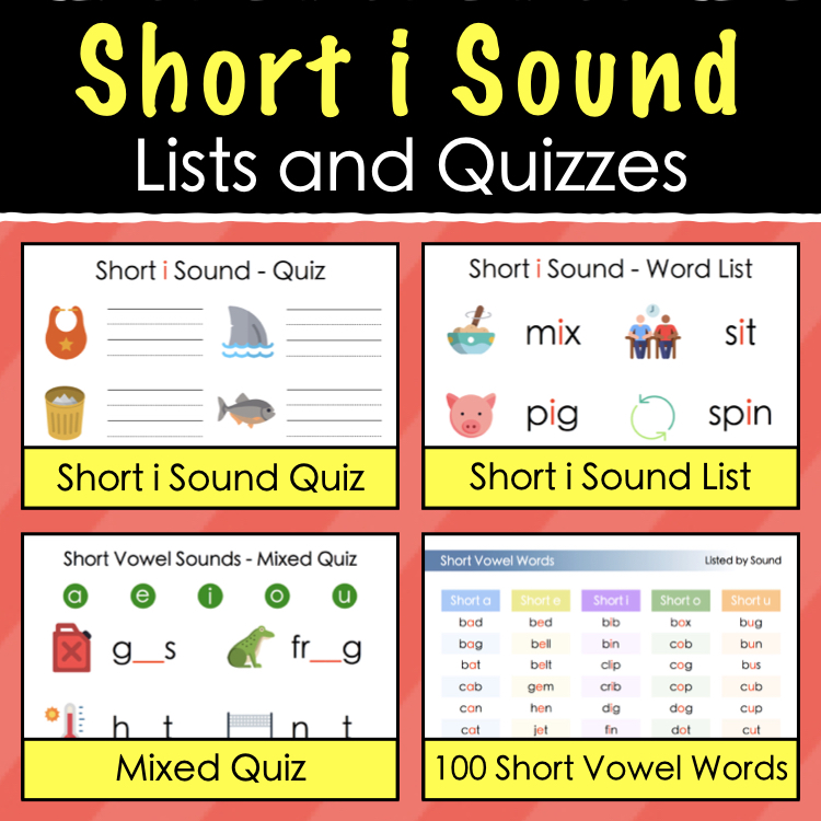 Short i Vowel Sound Words - Vocabulary Lists, Tests, BINGO, and Flash ...