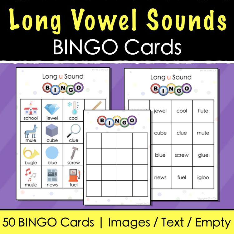 Long Vowel Sounds - Word Lists, Tests, BINGO - Print + Digital | 100 ...