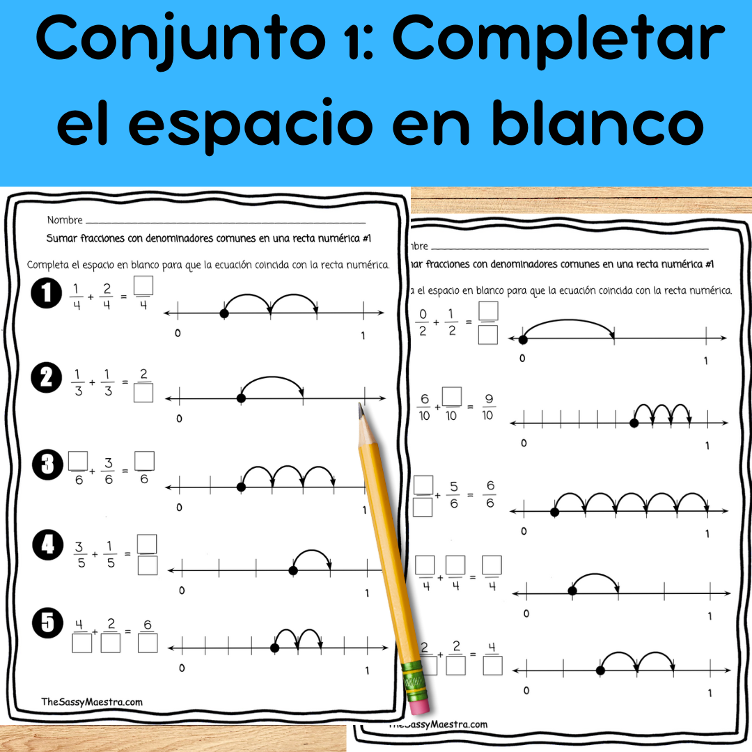 Add fractions on a number line Spanish Sumar fracciones | Made By Teachers