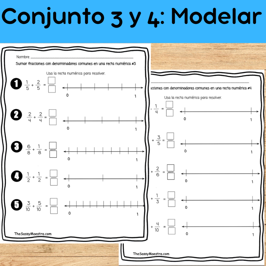 Add fractions on a number line Spanish Sumar fracciones | Made By Teachers